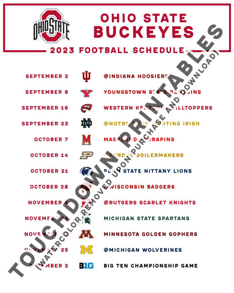 Ohio State Football Schedule 2024-2025 Printable | FREE Printables