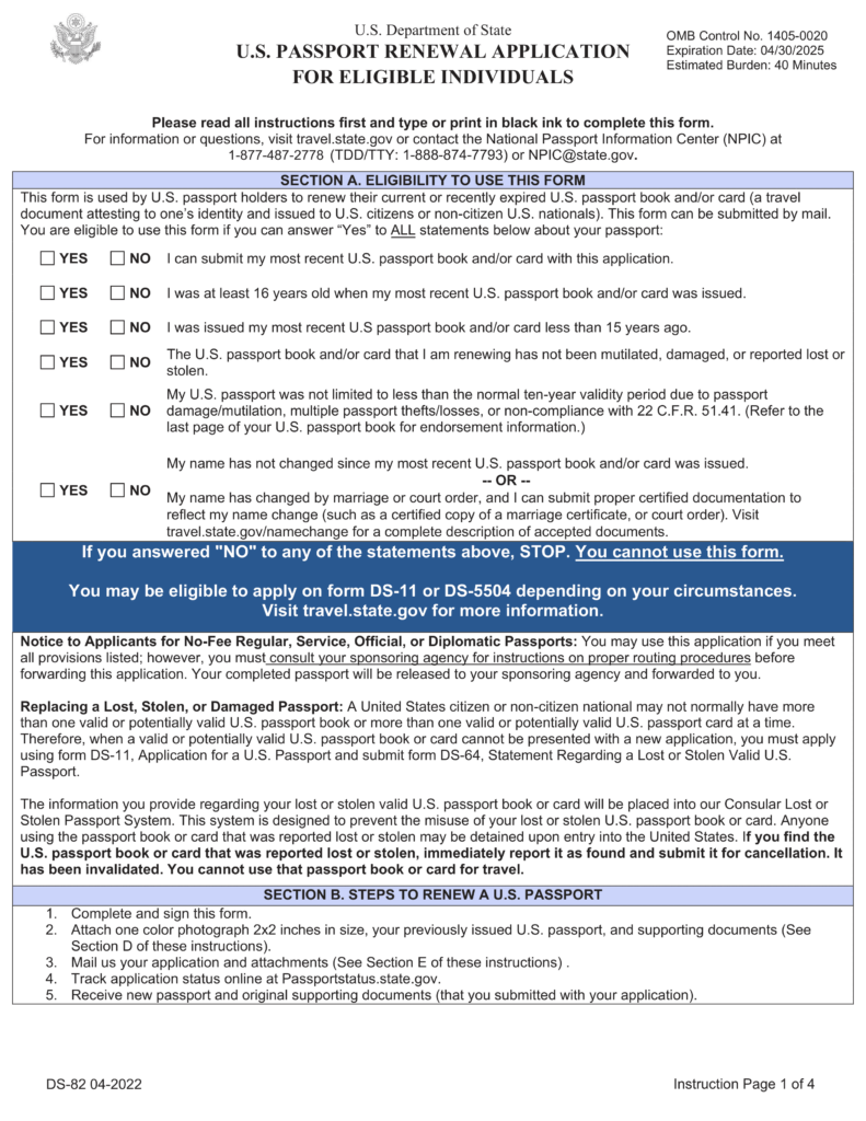 Ds-82 Form Printable | FREE Printables