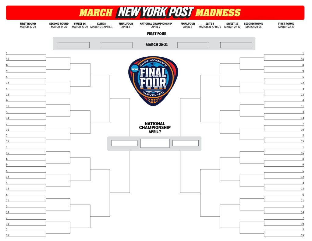 NCAA Women's Basketball Bracket Printable 2024 | FREE Printables